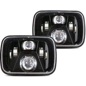 truckmall 5x7 7x6 inch led headlights, h6054 6054 h5054 6052 led compatible with jeep cherokee xj wrangler yj comanche mj corolla tacoma ford f350 pickup car truck van- black