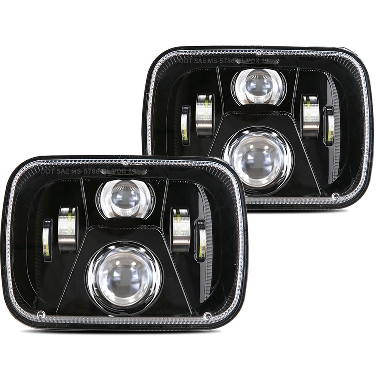 TRUCKMALL 5x7 7x6 inch LED Headlights, H6054 6054 H5054 6052 LED Compatible with Jeep Cherokee XJ Wrangler YJ Comanche MJ Corolla Tacoma Ford F350 Pickup Car Truck Van- Black