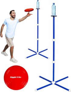 giggle n go yard games for adults and kids - outdoor polish horseshoes game set for backyard and lawn with frisbee, bottle stands, poles and storage bag﻿, easter basket stuffers gifts for kids.