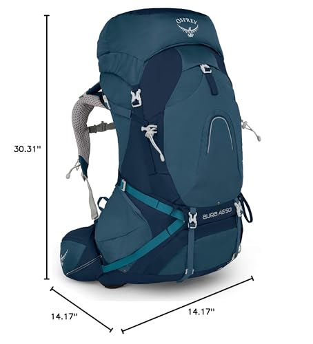 Osprey Aura AG 50 Women's Backpacking Backpack , Challenger Blue, Small