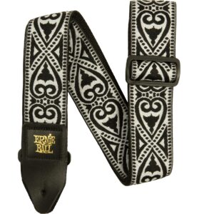 ernie ball jacquard guitar strap, black heart (p05345)