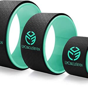 UpCircleSeven Yoga Wheel Set - Strongest & Most Comfortable Dharma Yoga Prop Wheel, 3 Pack for Back Pain Stretching & Backbends (12, 10, 6 inch) (Cyan)