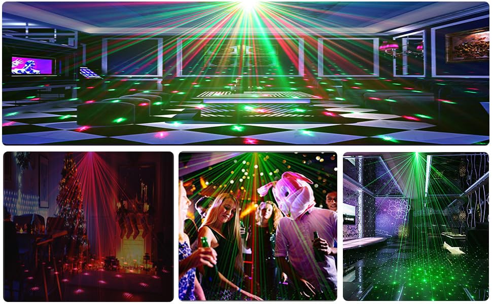 Party Lights,Disco DJ Lights Strobe Light Rave Stage Light Projector Effect Club Light Sound Activated with Remote Control for Parties Home Show Bar Club Birthday KTV DJ Pub Karaoke Christmas Holiday