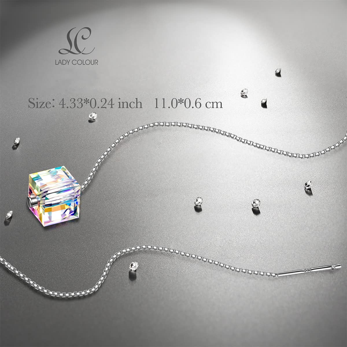 LADY COLOUR 925 Sterling Silver Earrings for Women Northern Lights Crystals Earrings Jewelry for Women, Christmas Gifts Birthday Gifts for Women - A Little Romance Earrings