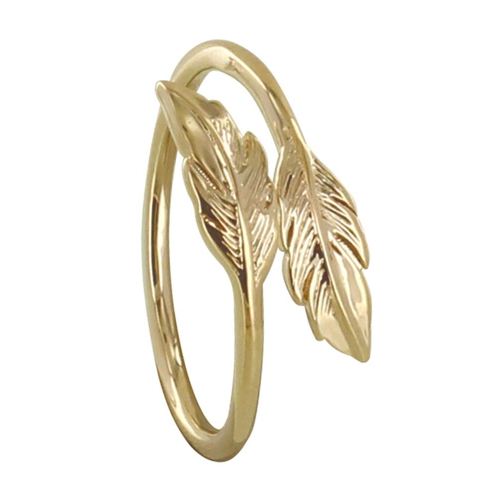 LES POULETTES JEWELS - Gold Plated Ring Double Feather - Size 7.5