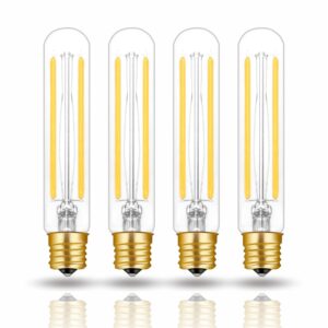 hizashi 4w led t6.5 tubular filament bulb e17 intermediate base dimmable 4.7'' length 40w equivalent light bulb 4000k cool white 90+ cri for exit sign light, refrigerator, freezer, ul listed - 4 pack