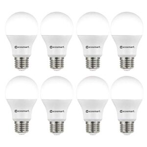 ecosmart led dimmable 75-watt daylight light bulb, 1155-lumen, 5000k, a19, e26 base, 8 bulbs