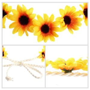 10 Pieces Sunflower Hair Clips Floral Hair Clips with 2 Pieces Sunflower Wreath Hippie Headband Sunflower Hairpins for Women Wedding Hair Accessories