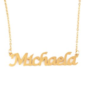 zacria michaela name necklace - 18ct gold plated