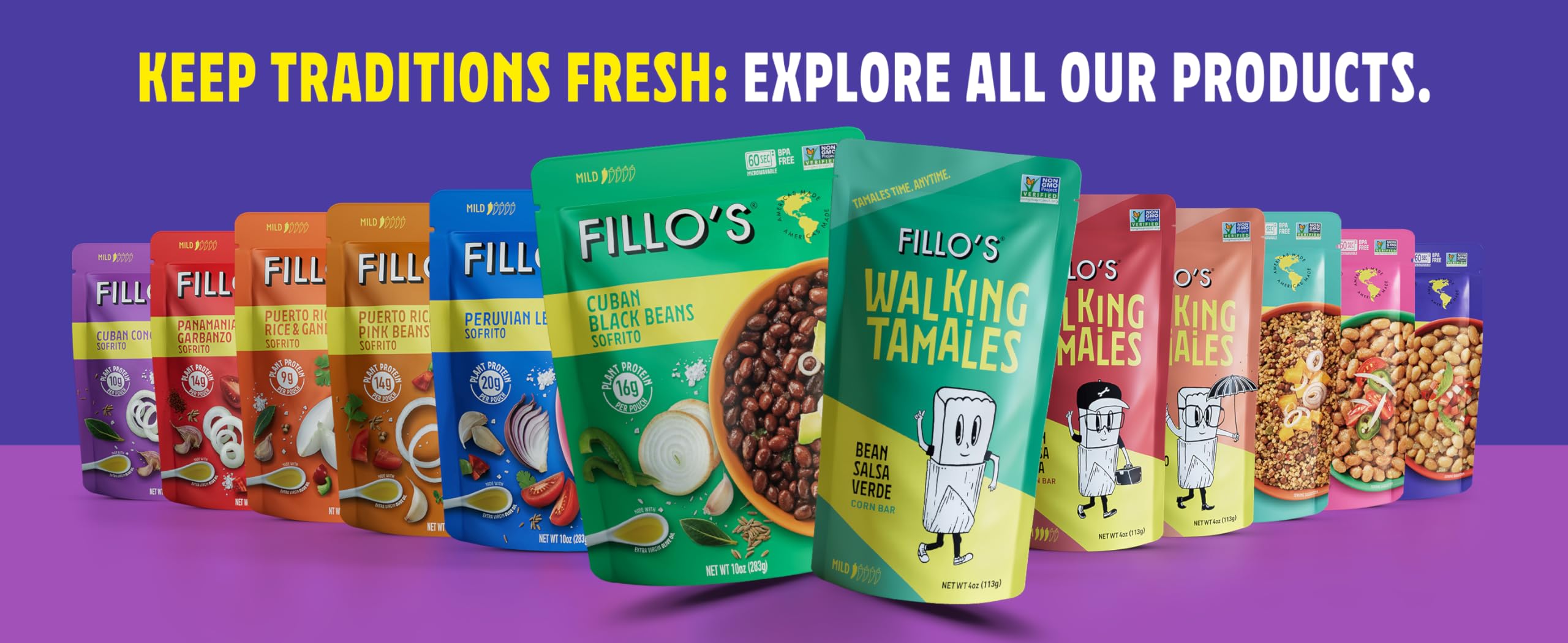 Fillo's Tex Mex Pinto Beans - Ready to Eat Beans, Gluten-Free, Preservative-Free, Microwavable, Non-GMO, Vegan Friendly, Plant Protein, 10 oz Pk of 6