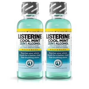 listerine cool mint zero alcohol mouthwash, travel size 3.2 ounces (95ml) - pack of 2