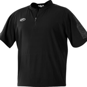 Rawlings Launch Short Sleeve Youth Boy's Cage Batting Practice Jacket, Black, Large