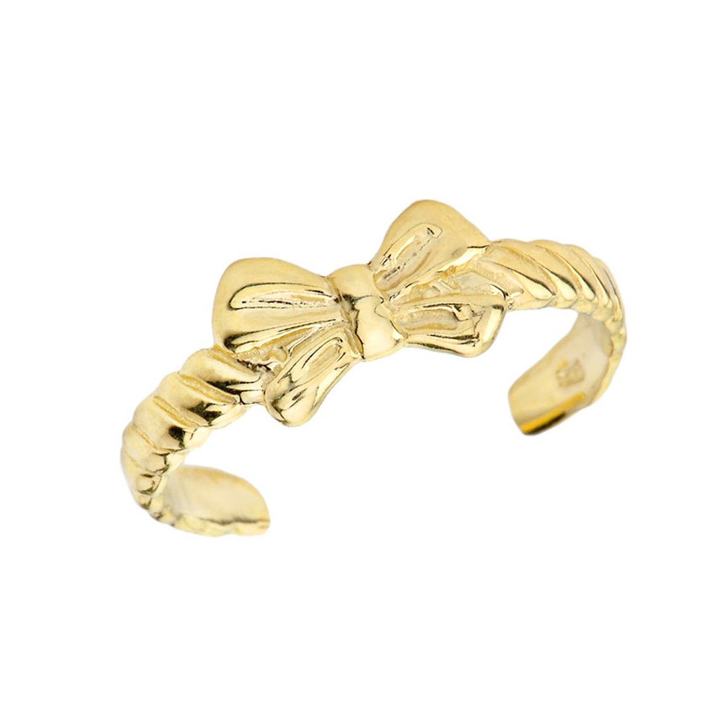 Fancy 10k Yellow Gold Bow Tie Toe Ring