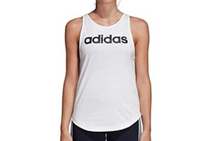 adidas women's essentials linear loose tank top, white/black, small