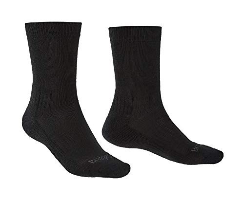 Bridgedale Men's Lightweight Boot Height - Merino Endurance Socks, Black, Large