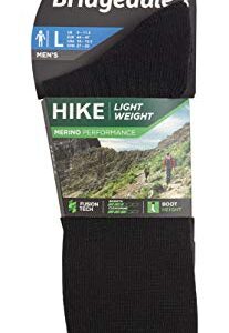 Bridgedale Men's Lightweight Boot Height - Merino Endurance Socks, Black, Large