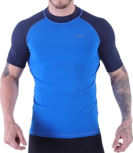 v vicroad mens short sleeve rash guard swim shirt athletic surfing tee sky/navy-2xl