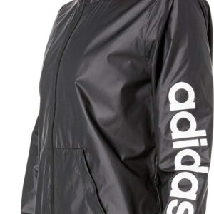 adidas Women's Essentials Linear Windbreaker, Black, Medium