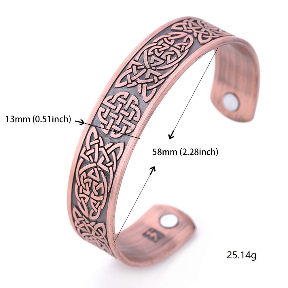 My Shape Classic Irish Celtic Knot Bracelet Antique Celtic Knot Cuff Bangle Irish Pattern Jewelry (Antique Copper)