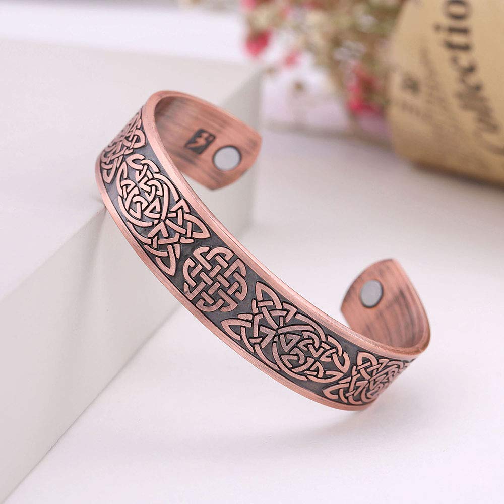 My Shape Classic Irish Celtic Knot Bracelet Antique Celtic Knot Cuff Bangle Irish Pattern Jewelry (Antique Copper)