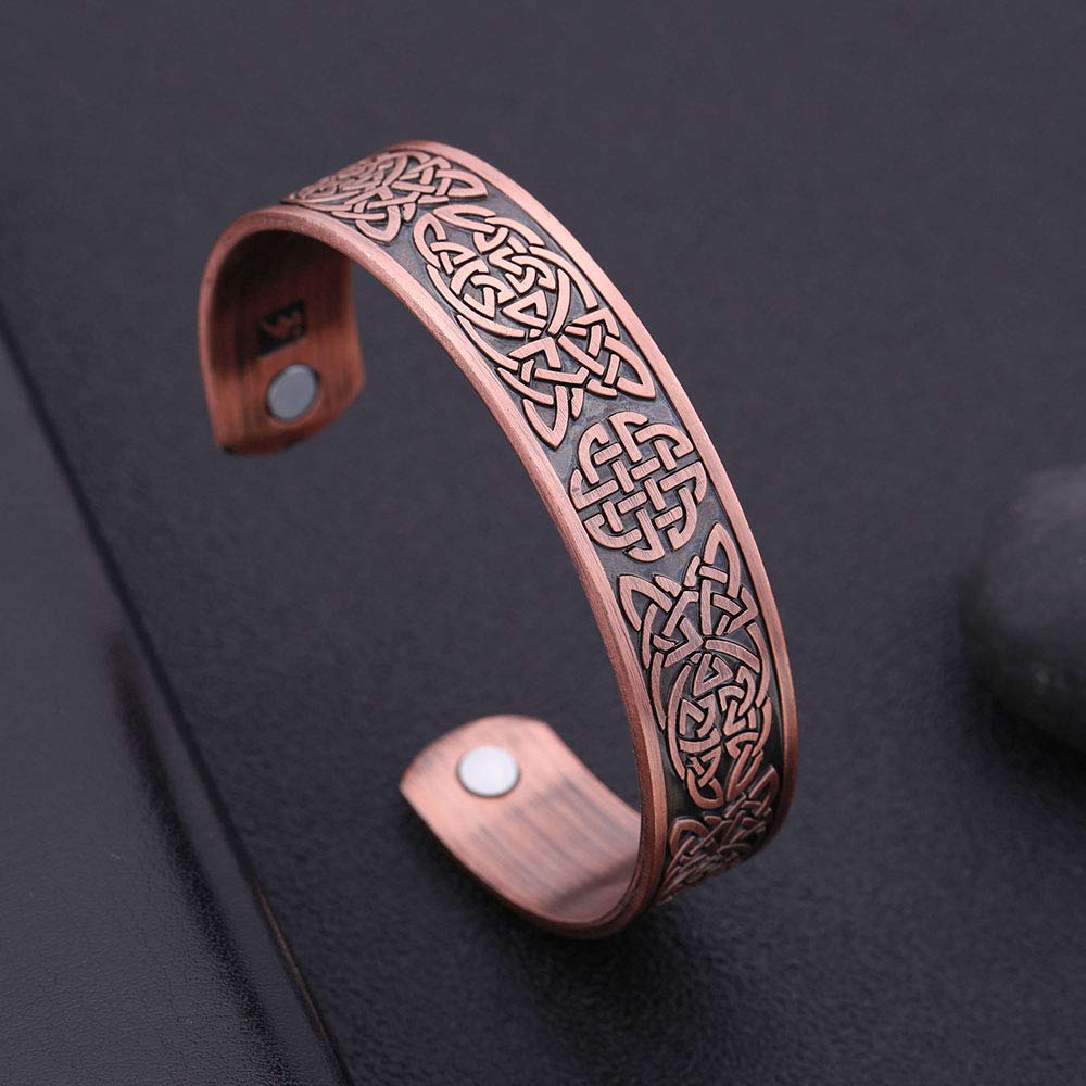 My Shape Classic Irish Celtic Knot Bracelet Antique Celtic Knot Cuff Bangle Irish Pattern Jewelry (Antique Copper)