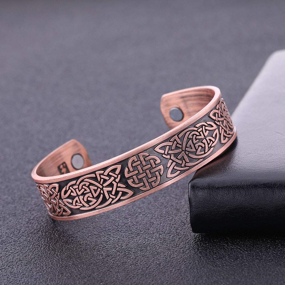 My Shape Classic Irish Celtic Knot Bracelet Antique Celtic Knot Cuff Bangle Irish Pattern Jewelry (Antique Copper)