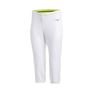 mizuno women's stretch unbelted softball pant, white, medium