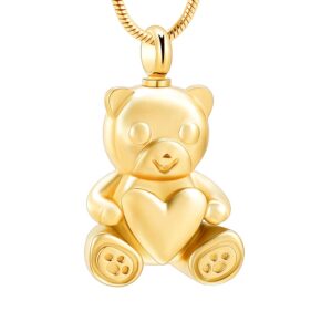 cremation jewelry - teddy bear urn necklace for men women with mini keepsake urn memorial ash jewelry