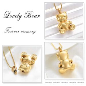 Cremation Jewelry - Teddy Bear Urn Necklace for Men Women with Mini Keepsake Urn Memorial Ash Jewelry