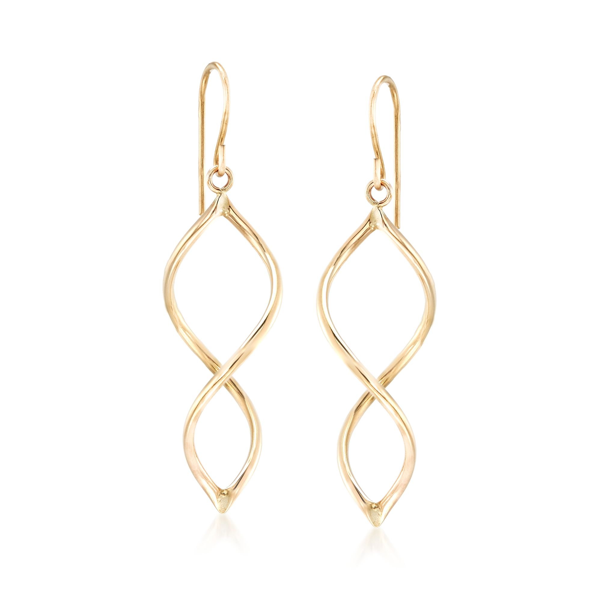 Ross-Simons 14kt Yellow Gold Open Spiral Drop Earrings