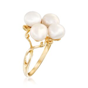 Ross-Simons 6-6.5mm Cultured Pearl Cluster Ring With Diamond Accents in 14kt Gold. Size 9