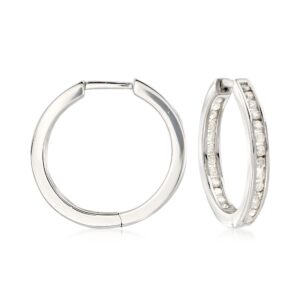 ross-simons 0.50 ct. t.w. channel-set diamond inside-outside hoop earrings in sterling silver