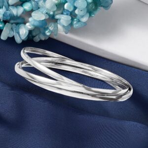 Ross-Simons Italian Sterling Silver Rolling Bangle Bracelet. 7.5 inches