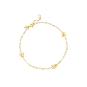 ross-simons italian 14kt yellow gold butterfly station anklet. 9 inches