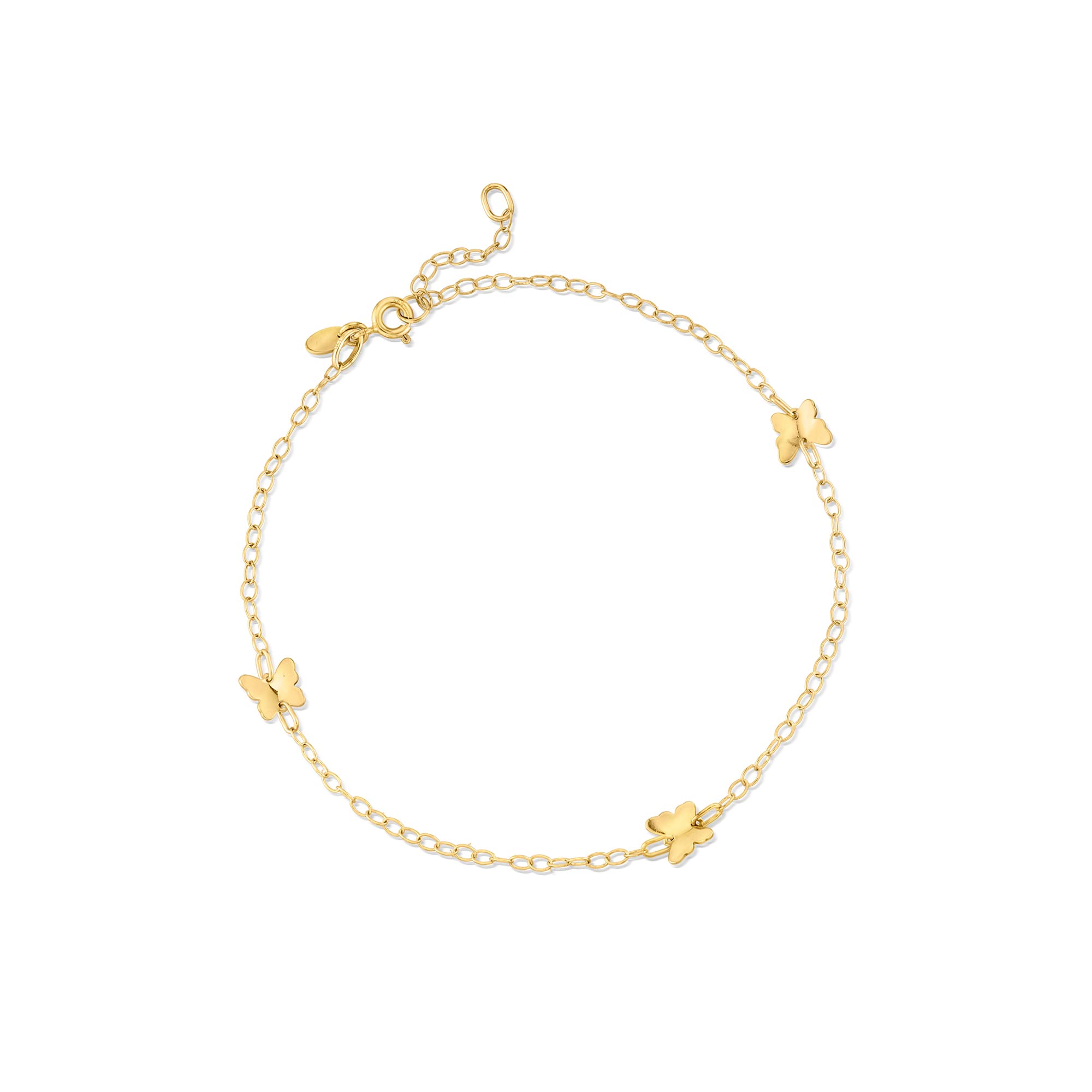 Ross-Simons Italian 14kt Yellow Gold Butterfly Station Anklet. 9 inches