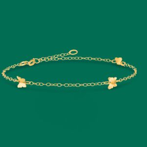 Ross-Simons Italian 14kt Yellow Gold Butterfly Station Anklet. 9 inches