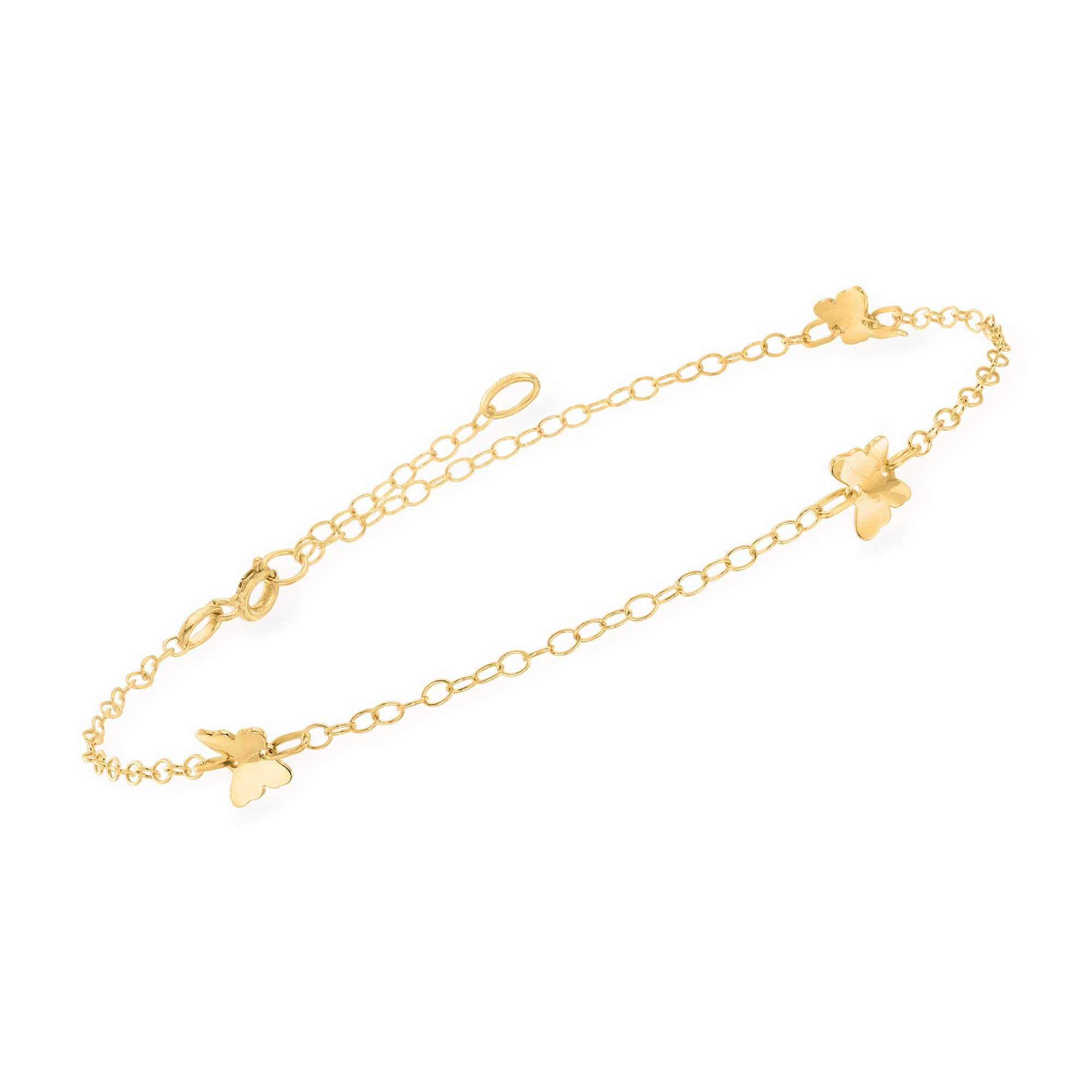 Ross-Simons Italian 14kt Yellow Gold Butterfly Station Anklet. 9 inches