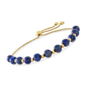 ross-simons lapis and 14kt yellow gold bead bolo bracelet