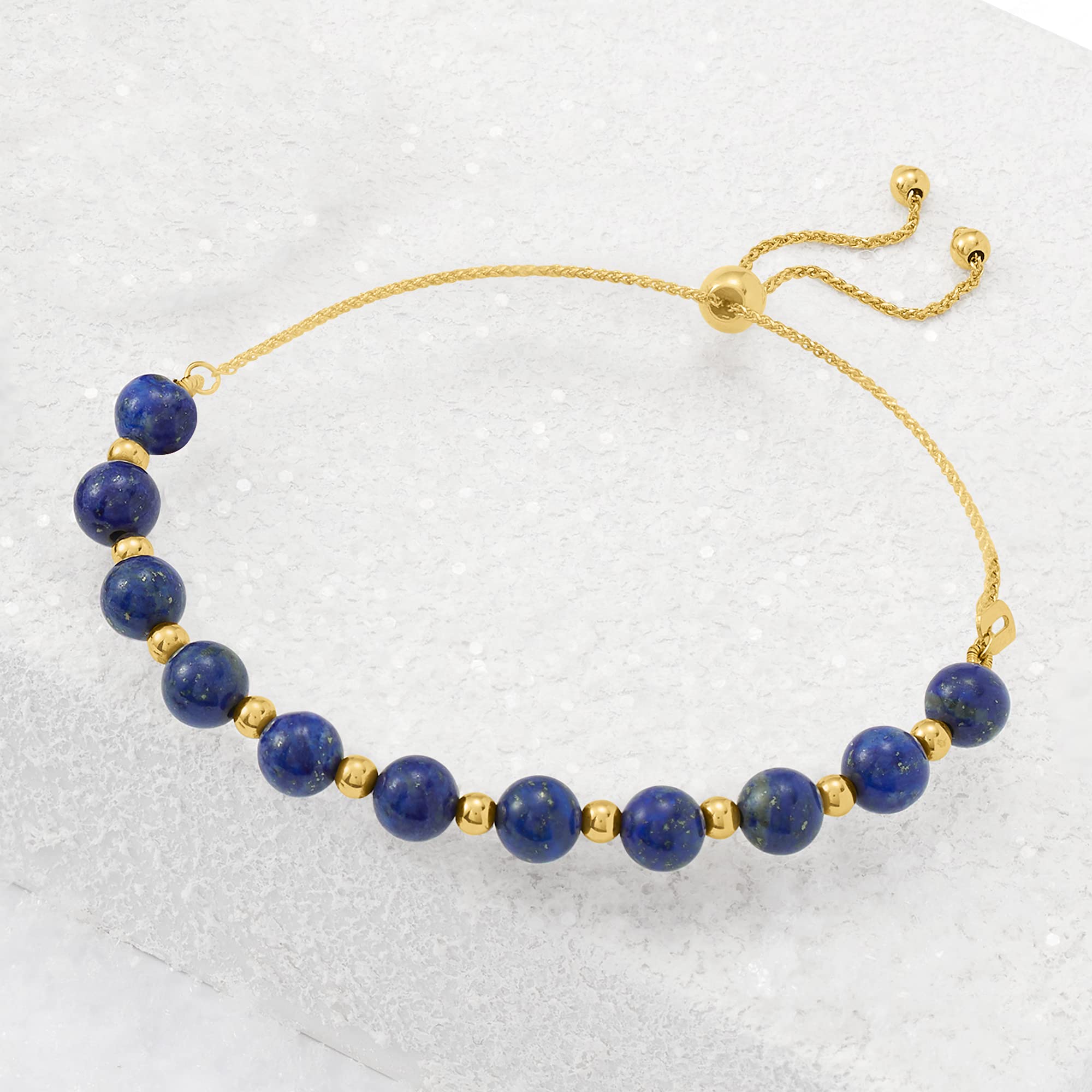 Ross-Simons Lapis and 14kt Yellow Gold Bead Bolo Bracelet