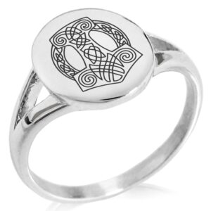 stainless steel majesty thor's hammer mjolnir viking symbol minimalist oval top polished statement ring, size 6