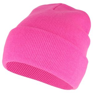 armycrew high visibility neon color cuff long winter beanie hat - pink