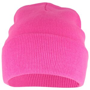 Armycrew High Visibility Neon Color Cuff Long Winter Beanie Hat - Pink