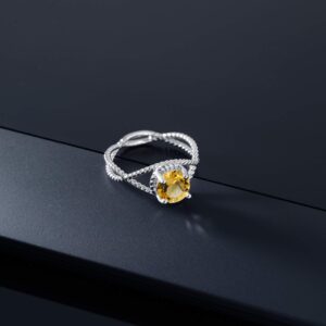 Gem Stone King 925 Sterling Silver Yellow Citrine Rope Designed Ring for Women (1.30 Cttw, Gemstone Birthstone, Available In Size 5, 6, 7, 8, 9)