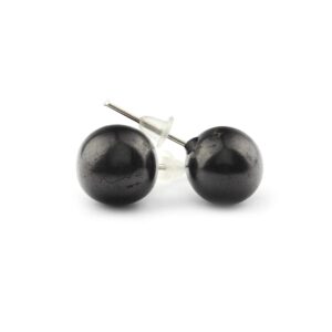 heka naturals shungite stone earrings | trendy accessory for women, handmade earrings - natural earrings for women, real shungite black stone crystal earrings