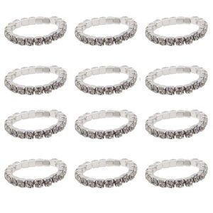 zakia 12pcs elastic crystal toe ring mixed color wholesale lot body jewelry pack (silver)