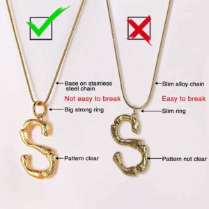 FOCALOOK Bamboo Initial Necklace for Women Oversize Letter M Pendant Statement 14K Gold Plated Necklaces…