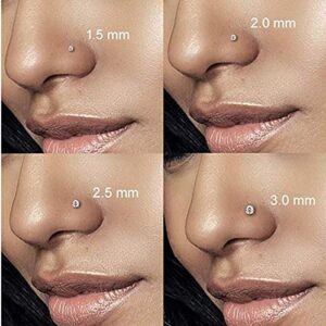 MODRSA Nose Studs for Women Men Silver Nose Ring Studs 18 gauge L Shaped Nose Screw Stainless Steel Diamond Nostril Piercing Stud