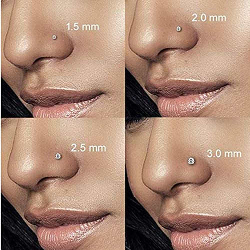 MODRSA Nose Studs for Women Men Silver Nose Ring Studs 18 gauge L Shaped Nose Screw Stainless Steel Diamond Nostril Piercing Stud