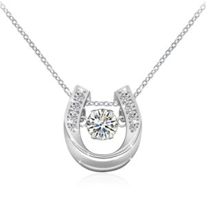 acjna 925 sterling silver lucky horseshoe with cz cute u pendant necklace jewelry (u pendant necklace)