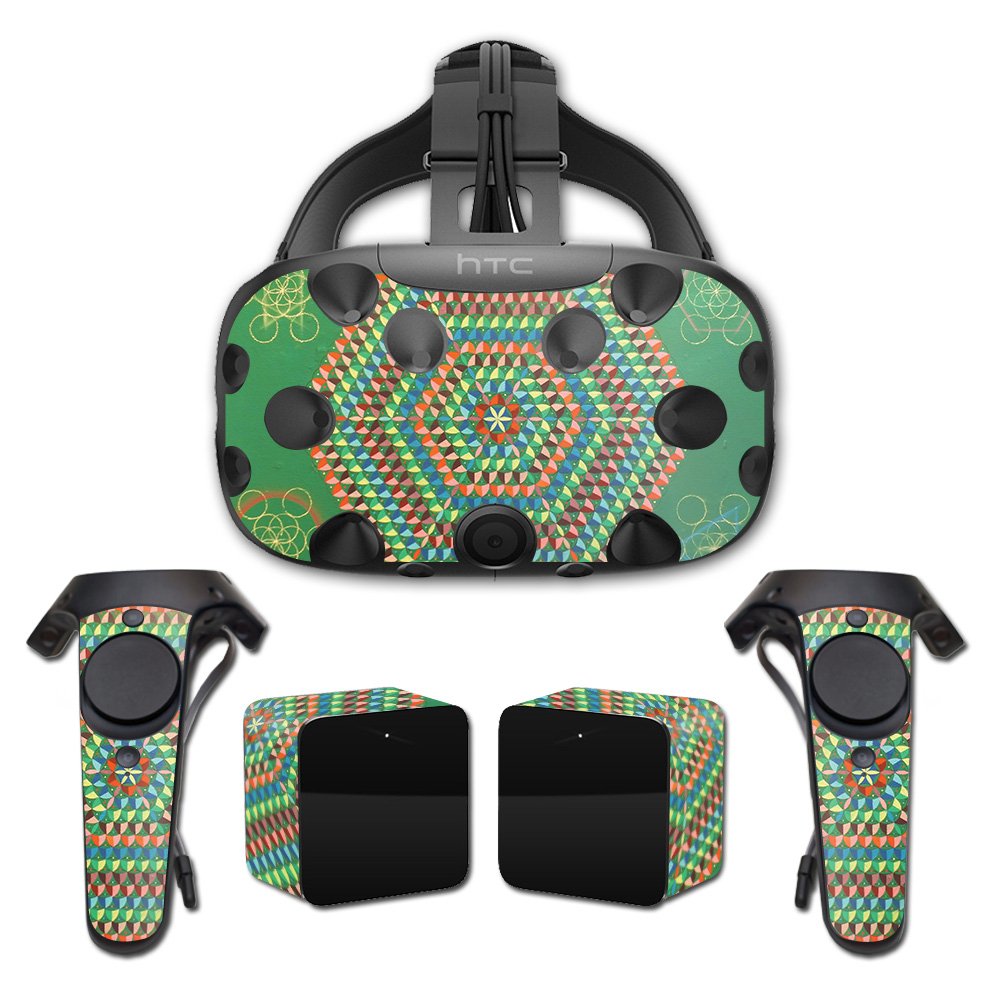 MightySkins Skin Compatible with HTC Vive Full Coverage - Green Hexagon | Protective, Durable, and Unique Vinyl Decal wrap Cover | Easy to Apply, Remove, and Change Styles | Made in The USA